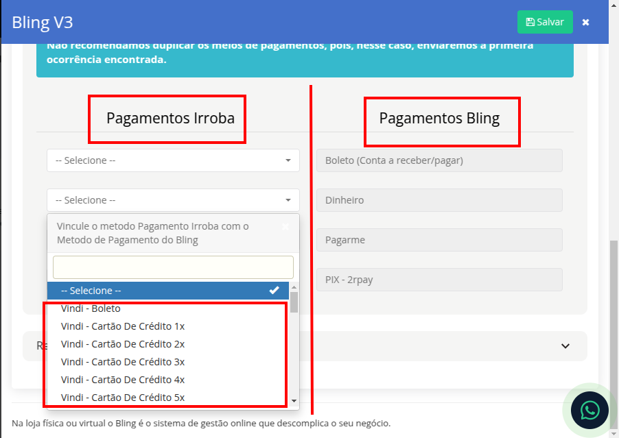 Configuração Métodos de Pagamento para o Bling V3 – Ajuda Irroba