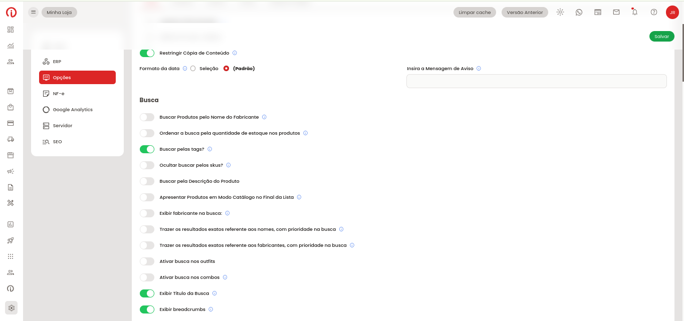 Configurações de busca (Novo Dashboard) – Ajuda Irroba