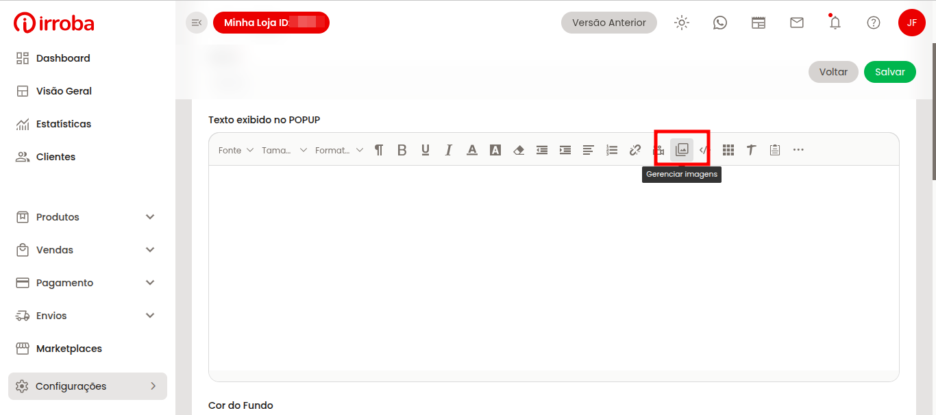 Como criar uma janela de Pop-Up? (Novo Dashboard) – Ajuda Irroba